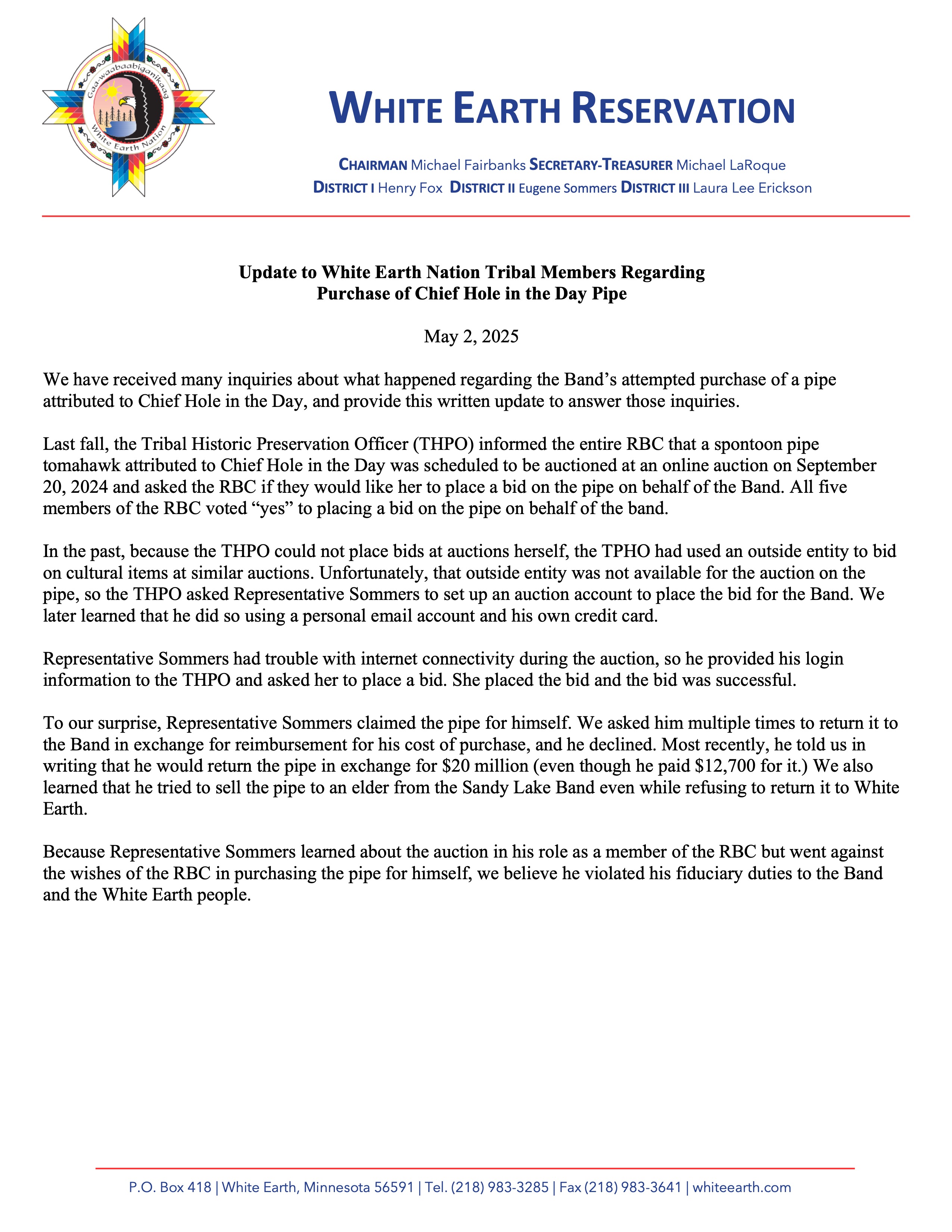 White Earth Nation | A Message from the White Earth RBC